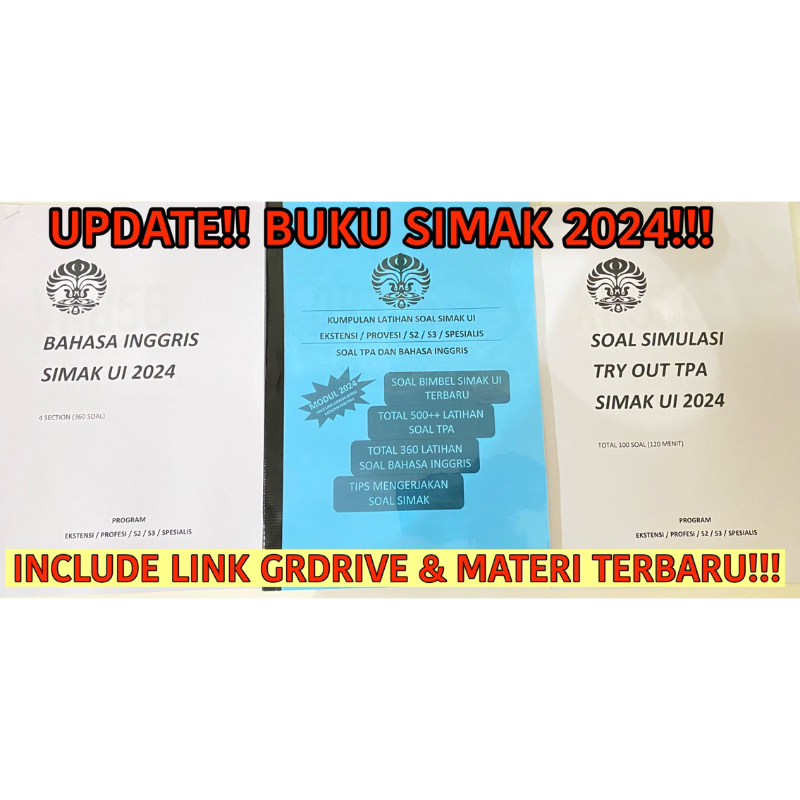Jual [NEWEST 2024] BUKU SOAL TPA SIMAK UI PASCASARJANA, PROFESI ...