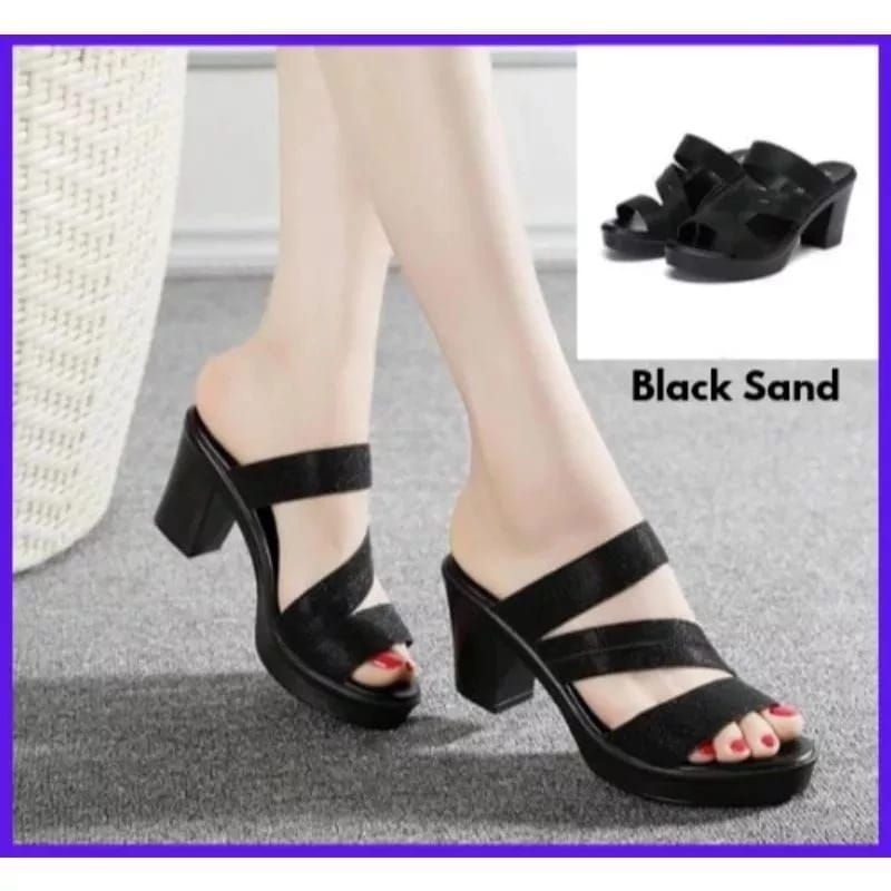 Jual Sepatu high heels yang simpel dan elegan (BlackSand) | Shopee ...