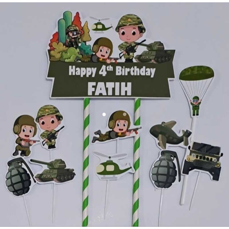 Jual TOPPER CAKE GAMBAR TENTARA BISA CUSTOM TULISAN | Shopee Indonesia