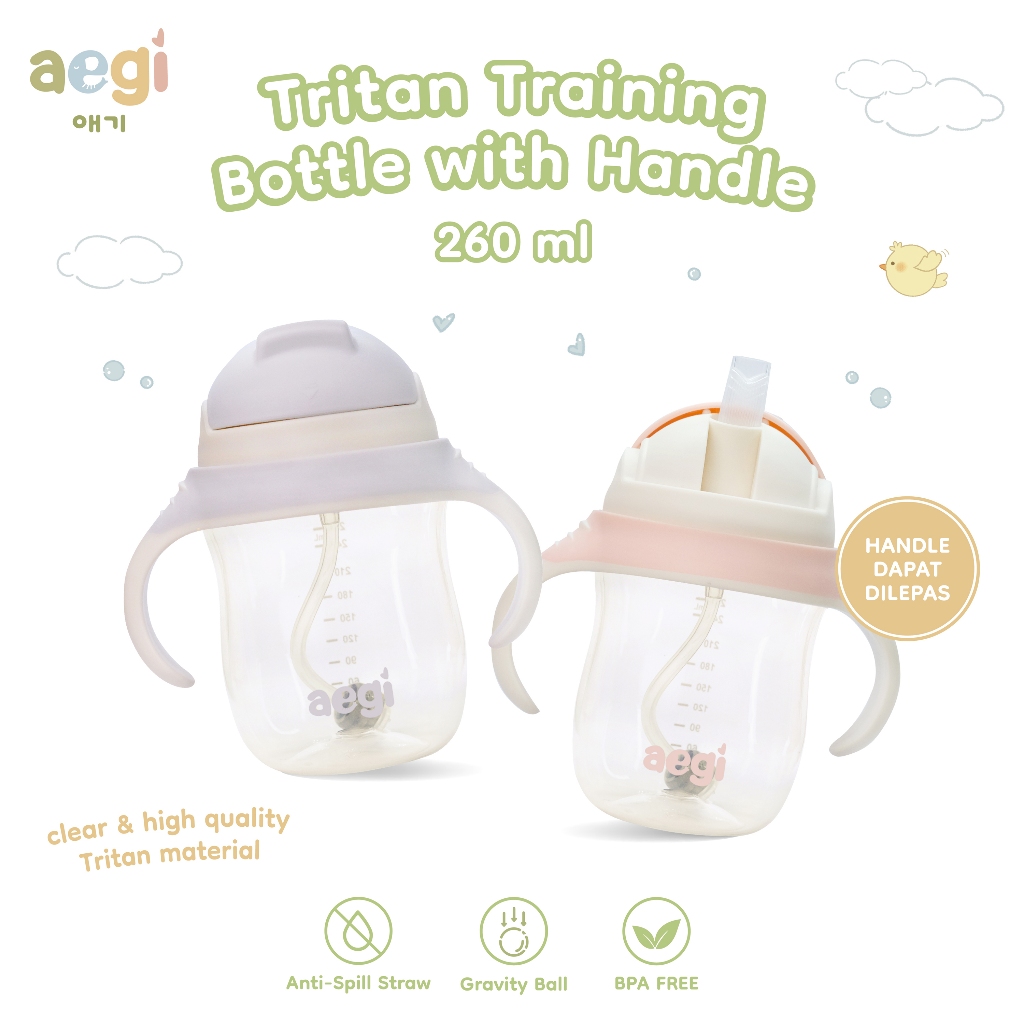 Jual Nice Kids X AEGI - Tritan Training Bottle with handle 260ML Botol minum Sippy cup anak anti ...