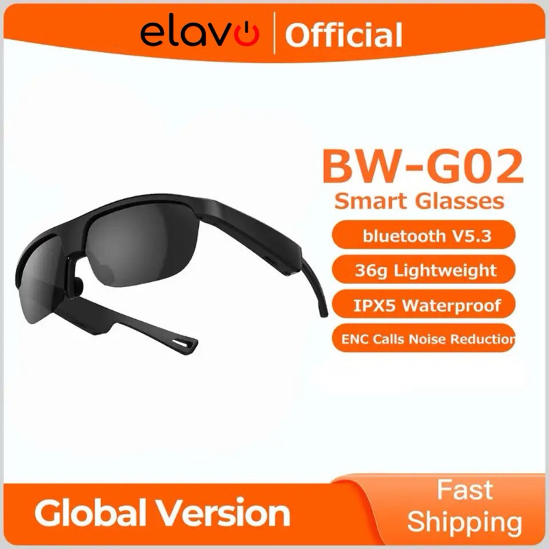 Jual ELAVO Smart glasses Kacamata hitam pintar Waterproof sepeda lari olahraga bluetooth music ...