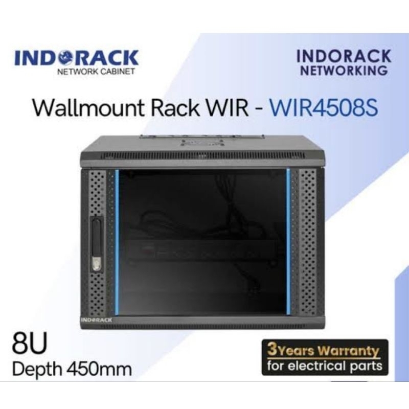 Jual WALLMOUNT INDORACK 8U DEPTH 450MM WIR4508S SERVER RACK COMPLETE ...