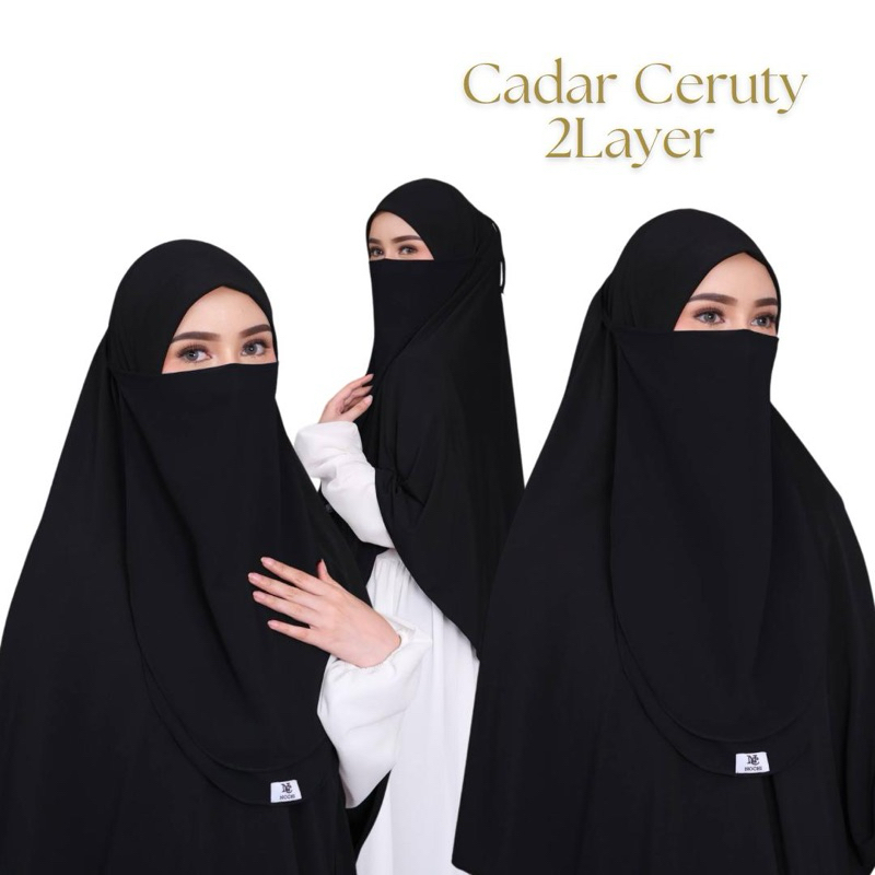 Jual NOCHI-Maira Cadar Niqob Tali Ceruty Babydoll Cadar Dua Layer Tanpa Jahitan Bawah Mata ...