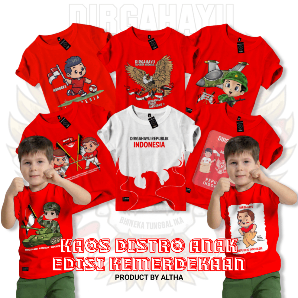 Jual (PART B) EDISI KEMERDEKAAN KAOS DISTRO ANAK ALTHA 1-10 TAHUN GARUDA INDONESIA || BAJU ...