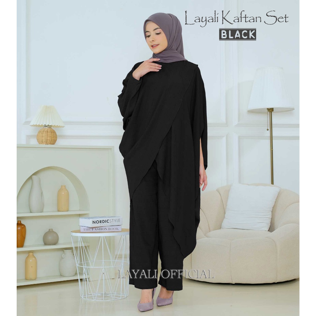 Jual Layali Kaftan Stelan Celana One Set Mewah Elegan By Layali ...