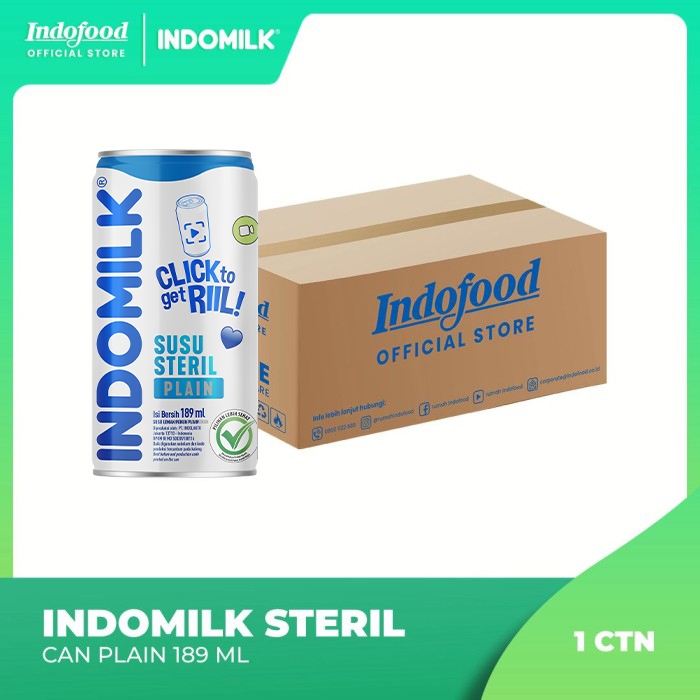 Jual 1 ctn - Indomilk Steril Can Plain 189 ml | Shopee Indonesia