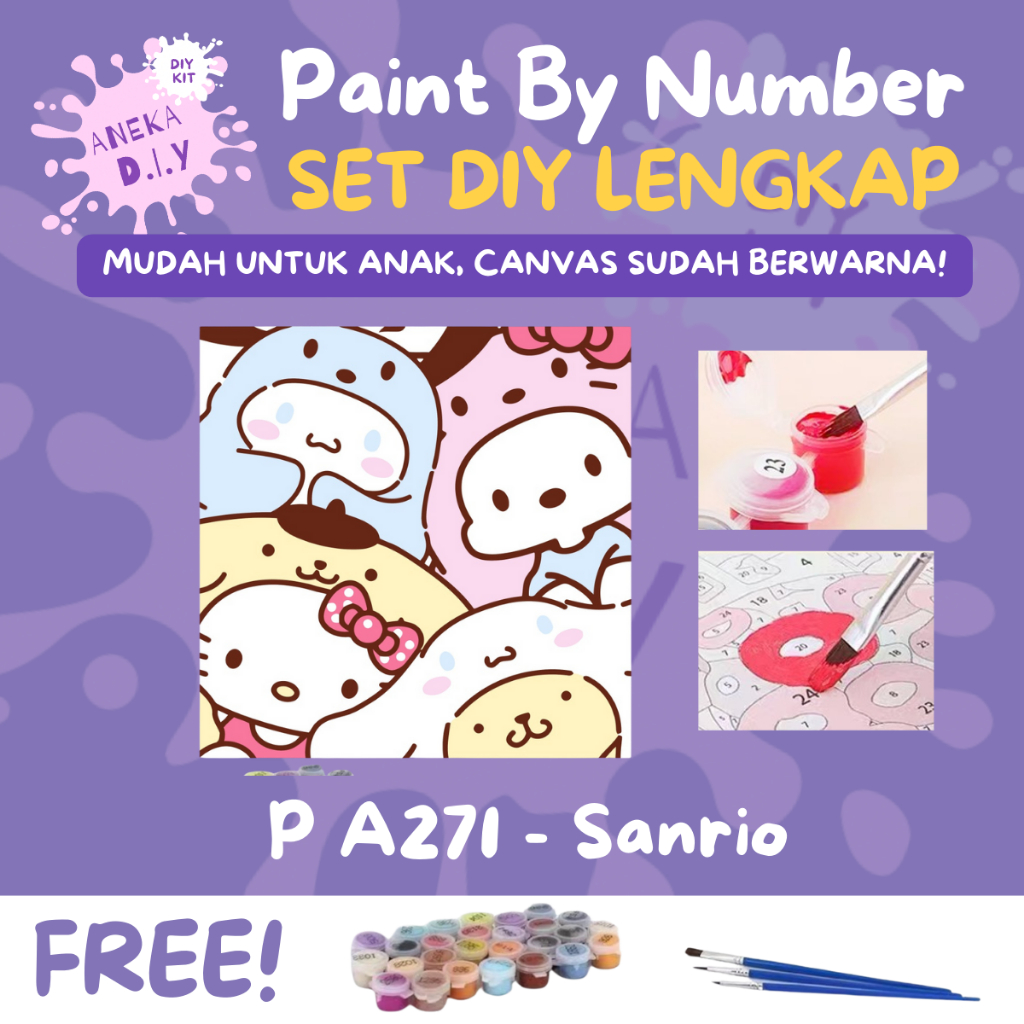 Jual [DISKON 70%] DIY Paint by Number Cinnamoroll Disney Kuromi Sanrio Kartun Anak Melukis Anak ...