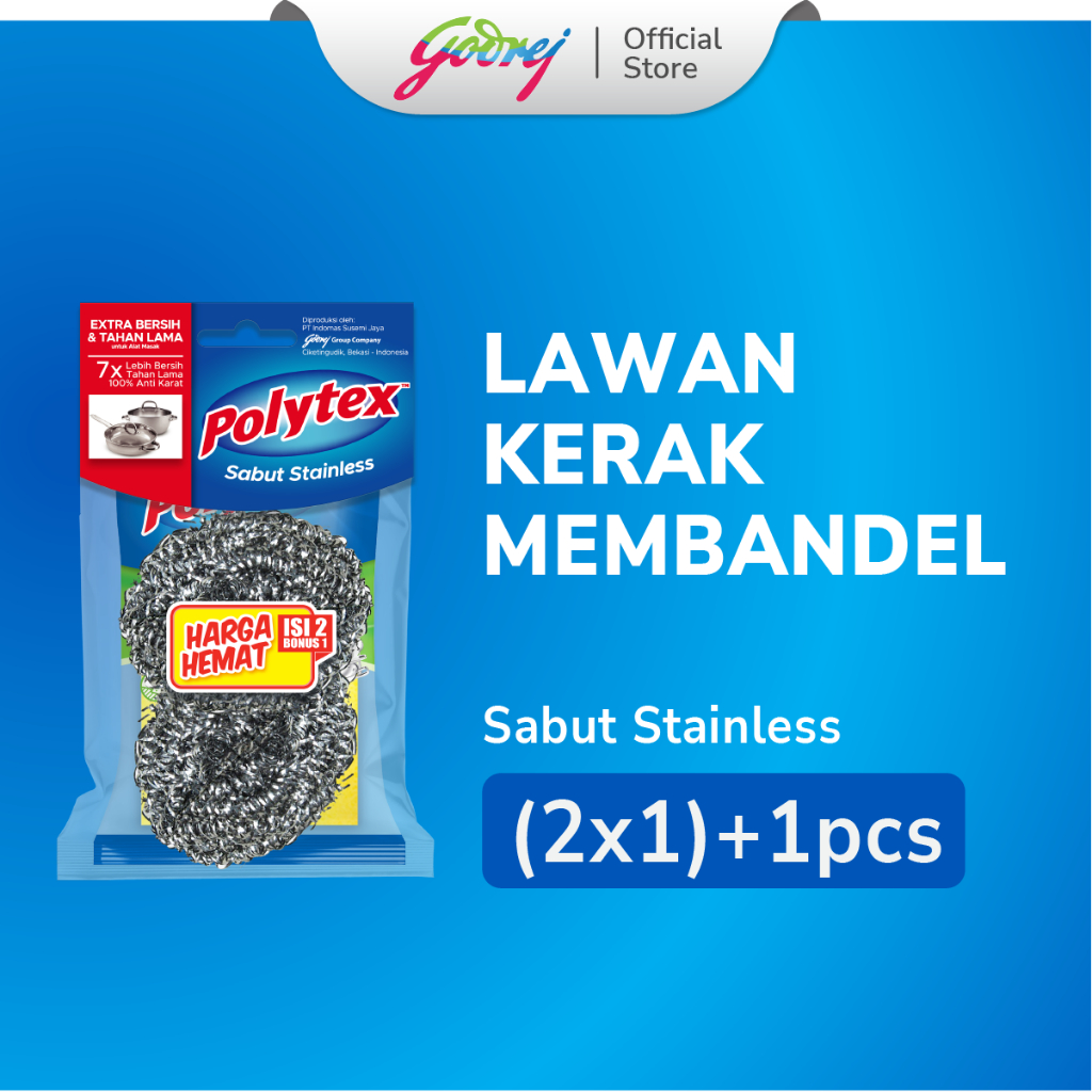 Jual Polytex Paket Sabut Stainless Isi 2 Bonus 1 | Shopee Indonesia