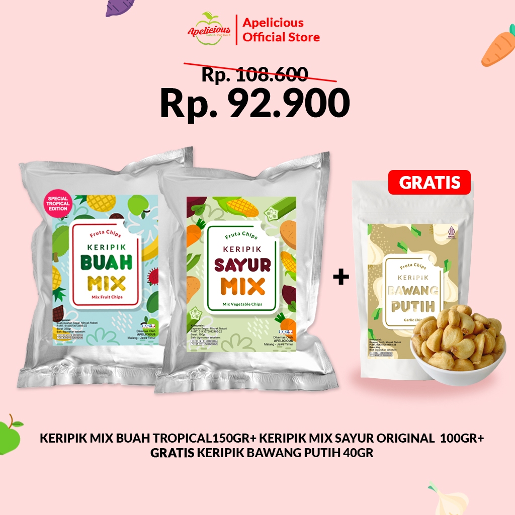 Jual APELICIOUS [GRATIS KERIPIK BAWANG PUTIH] MIX KERIPIK SAYUR ORI ...