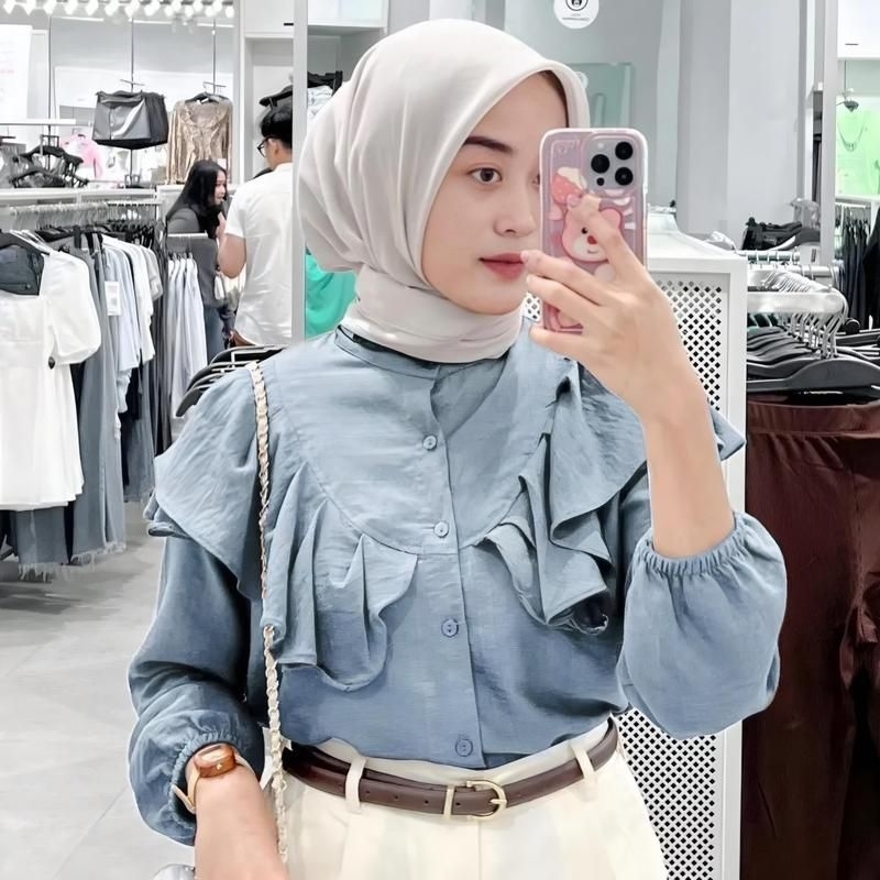 Jual Blouse wanita ruffle/Blouse wanita Korea style/Baju atasan wanita ...