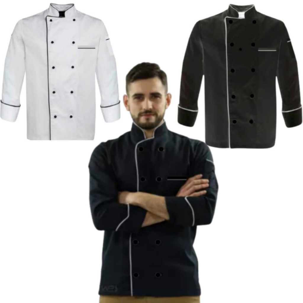 Jual Baju Koki Chef Jacket Lengan Panjang Pendek Pria Wanita | Shopee ...