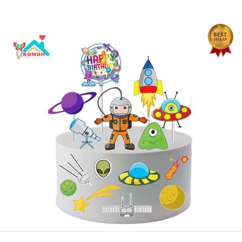 Jual topper karakter astronot/toppercake/hiasan kue ulang tahun zoom ...