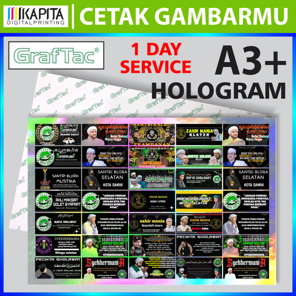 Jual (Cetak Gambarmu disini ) Stiker Hologram Gaftac A3+ Stiker Majelis ...