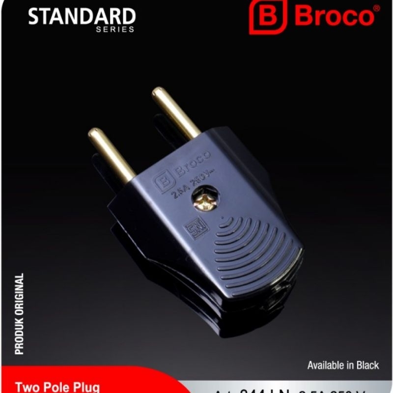 Jual STEKER GEPENG BROCO 344L COLOKAN LISTRIK HITAM MALE PLUG ORIGINAL ...