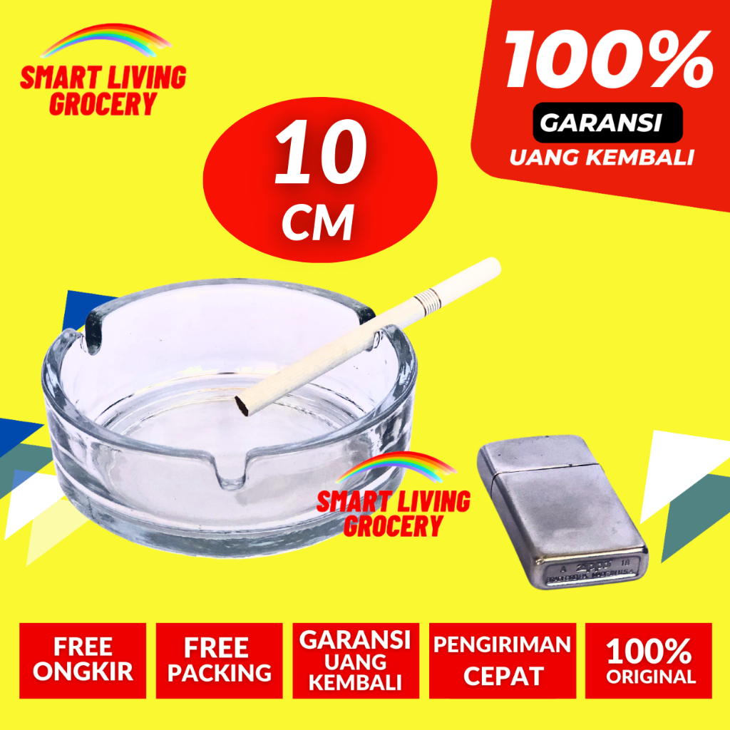 Jual ASBAK ROKOK BULAT KACA BESAR TEBAL 10 CM ASBAK KACA TEBAL KEREN ...
