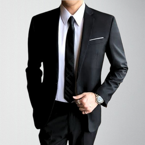 Jual Jas hitam Pria Formal slimfit buat wisuda kerja kondangan bahan semi wool Terlaris | Shopee ...