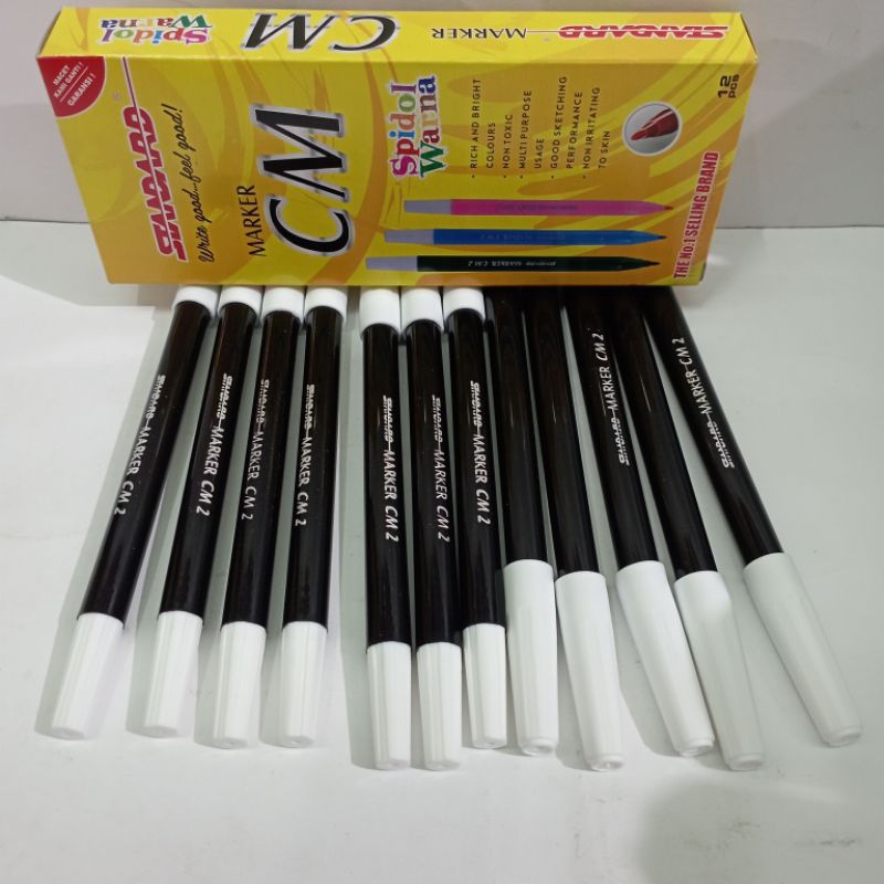 Jual SPIDOL STANDARD MARKER CM 12pcs ( hitam ) / pack | Shopee Indonesia