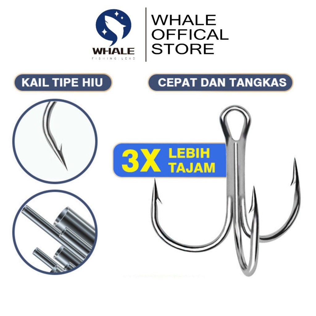 Jual WHALE - Hook Kail Pancing Treble Zeus GT Warna Silver 1pcs ...