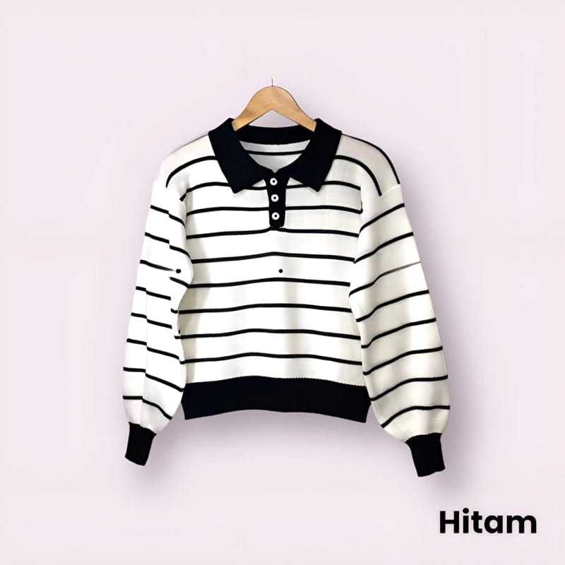 Jual Sweater Polo Alexa Motif Garis Stripe / Rajut ALEXA Knit / Atasan ...