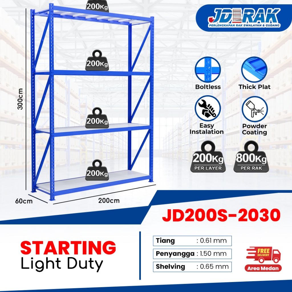 Jual RAK STOK 800KG/3 DAN 4 SUSUN/RAK GUDANG/BESI SIKU SERBAGUNA/LIGHT ...