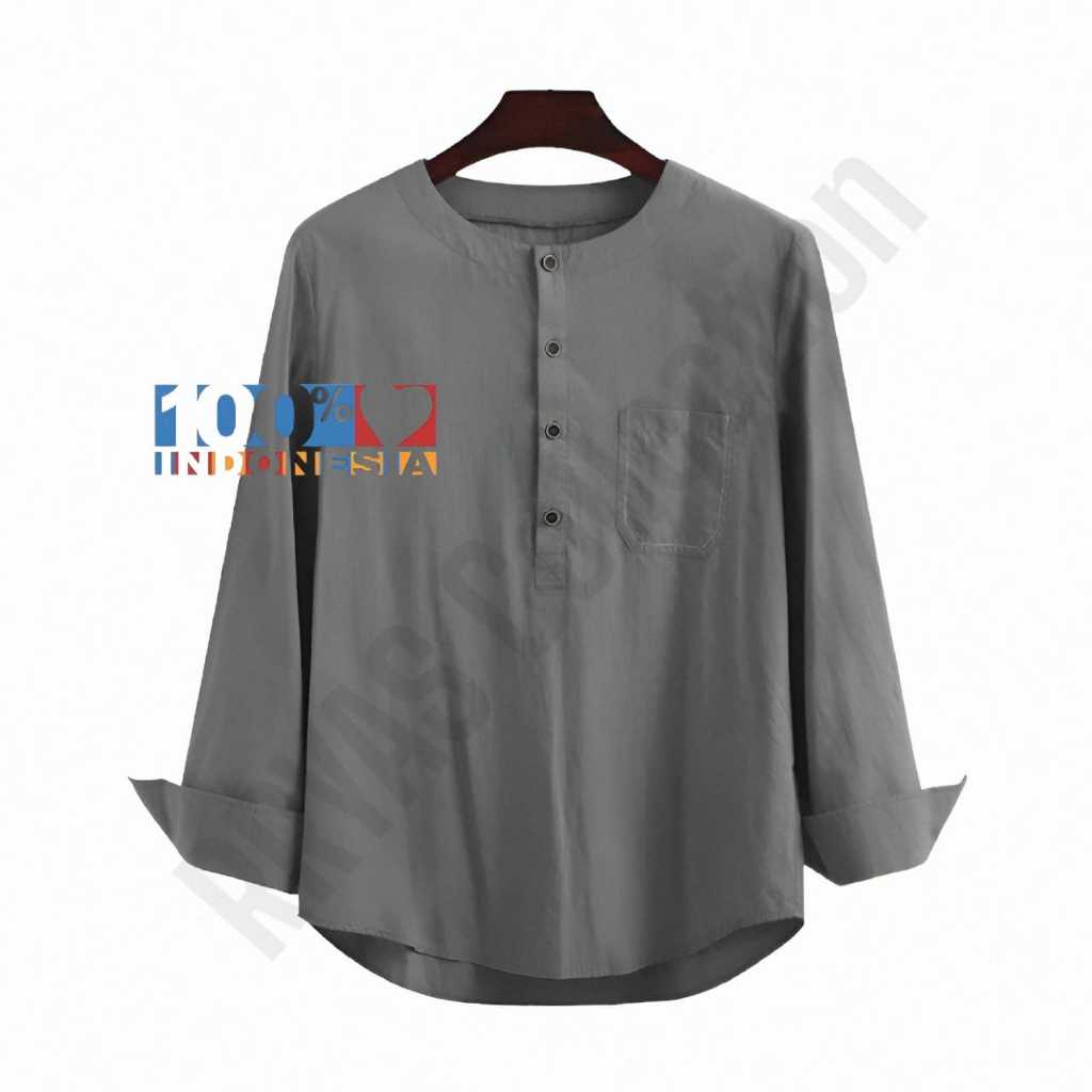 Jual Koko Pria Tanpa Kerah Lengan Panjang Polos Kasual & Formal ...