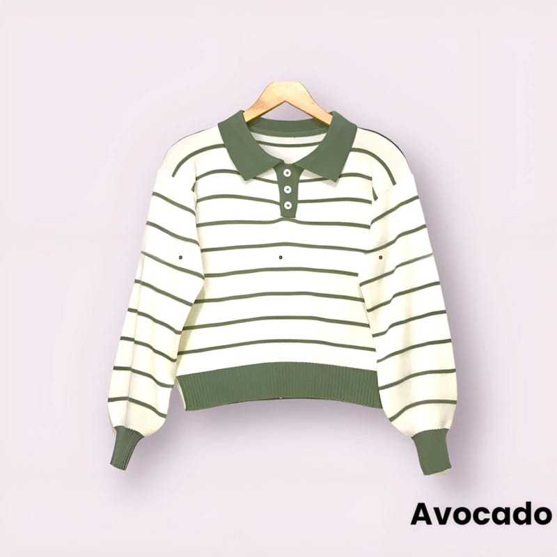Jual Sweater Polo Alexa Motif Garis Stripe / Rajut ALEXA Knit / Atasan ...