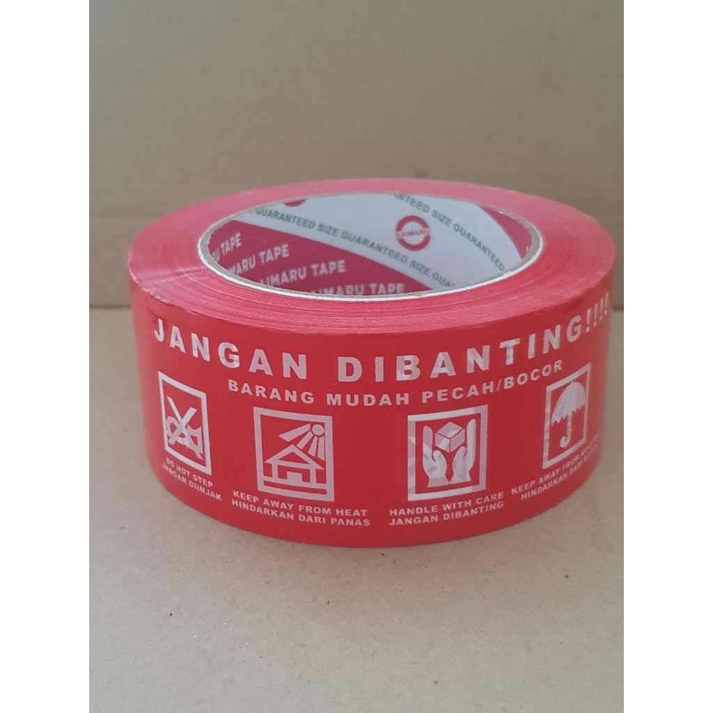 Jual ISOLASI LAKBAN 'JANGAN DIBANTING' 48mm X 100mtr TULISAN PUTIH ...