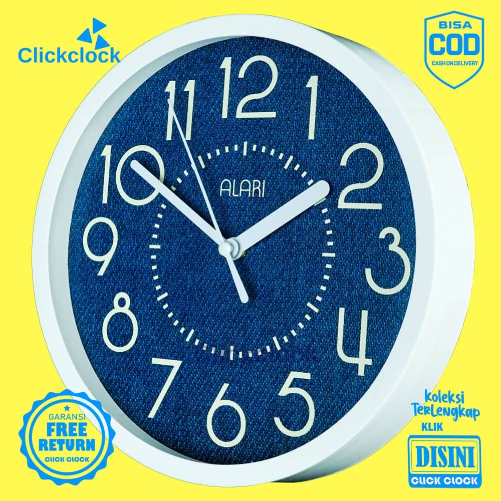 Jual Jam Dinding Alari AL1211-1668 Denim Clock Analog Minimalis Blue ...