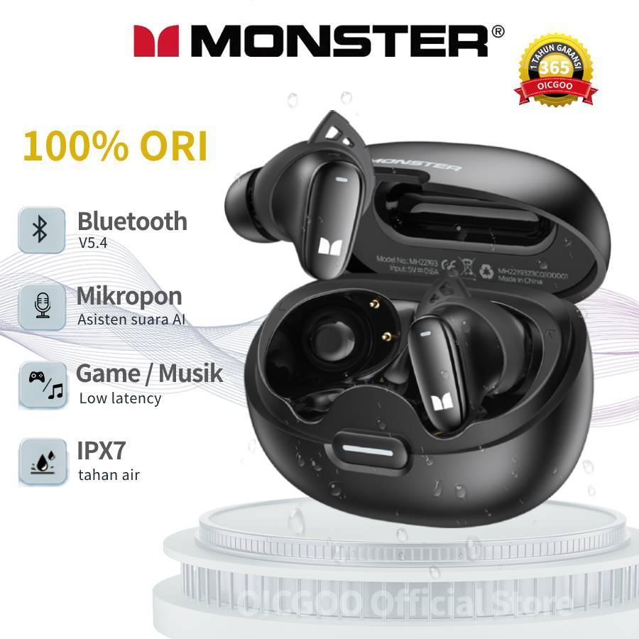 Jual 100% Ori Monster MH22193 TWS Wireless Earphone Bluetooth V5.4 In ...