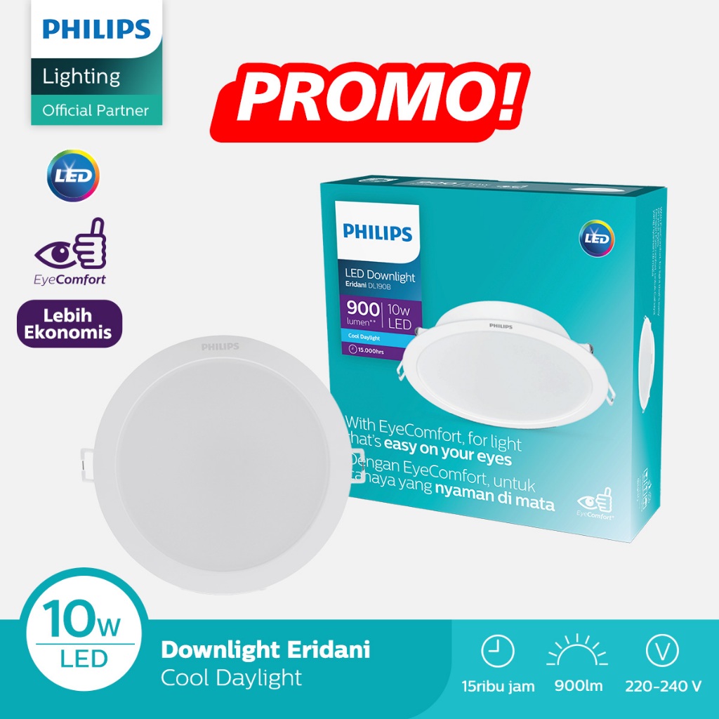 Jual Lampu Philips Downlight Eridani LED8 D125 10W 65K Putih | Shopee Indonesia