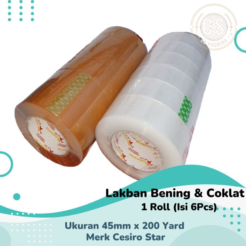 Jual Lakban Bening dan Coklat Ukuran 45mm X 200 Yard 1 Roll (Isi 6Pcs) | Shopee Indonesia