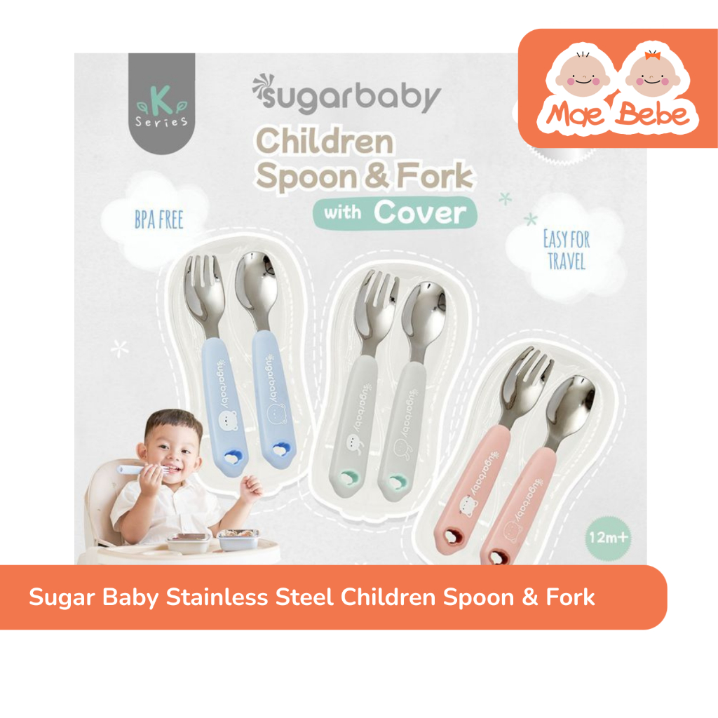 Jual Sugar Baby K Series Stainless Steel Children Spoon & Fork Sendok ...