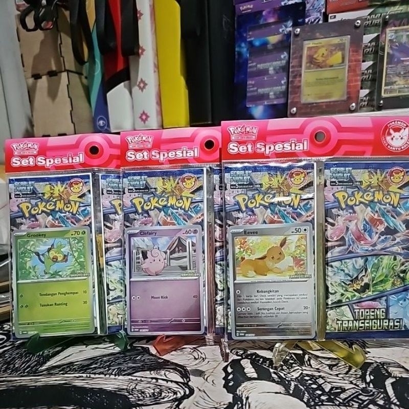 Jual set spesial special topeng transfigurasi pokemon tcg indonesia grookey eevee clefairy ...