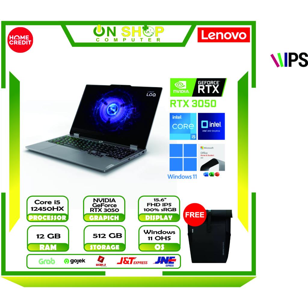 Jual LENOVO LOQ 15IAX9I Intel Core i5 12450HX 12GB 512GB 3050 Windows ...
