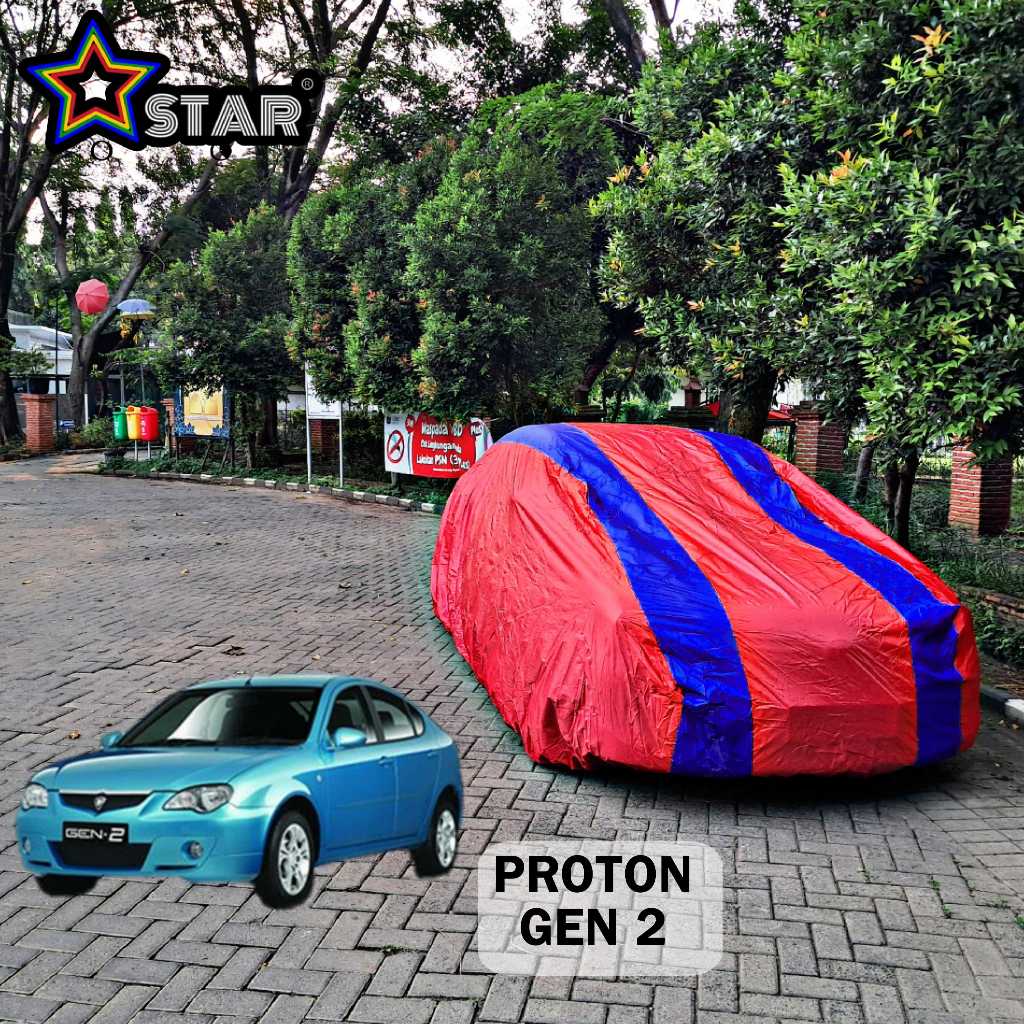 Jual Body Cover PROTON GEN 2 Merah Strip 2 Biru Sarung Mobil Warna ...