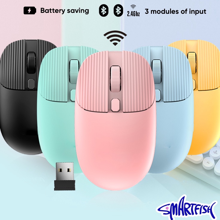 Jual Mouse Bluetooth Wireless Mice Silent Click Double Models | Shopee ...