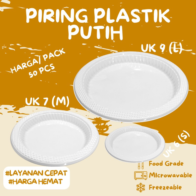 Jual Piring Pesta Plastik Sekali Pakai Ukuran P6 P7 P9 isi 50 Piring ...