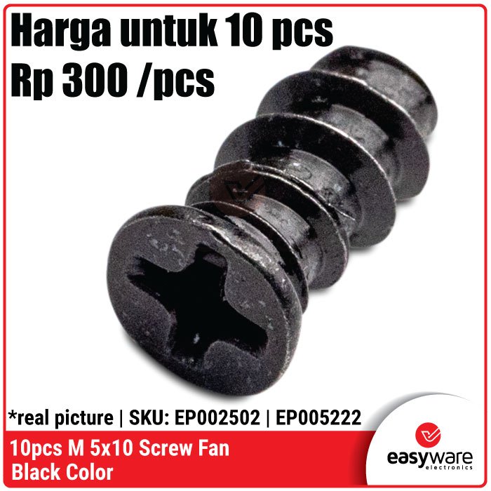 Jual 10x M5*10 Screw Fan Black Color Skrup Fan Baud Kipas Baut Kipas ...