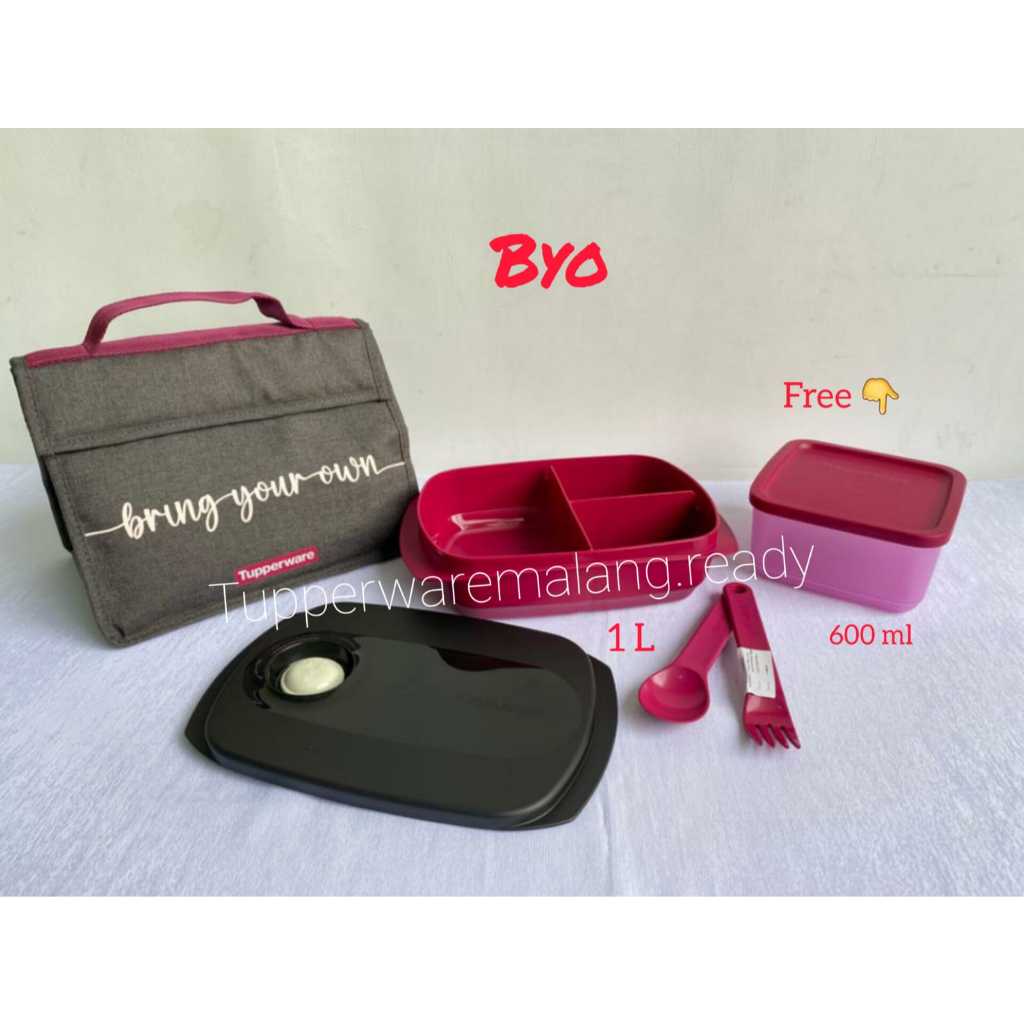 Jual TEPAK MAKAN/KOTAK BEKAL TUPPERWARE BYO LUNCH SET WITH FREE MURAH ...