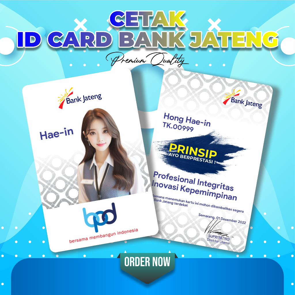 Jual CETAK ID CARD BANK JATENG FREE DESAIN BISA SATUAN PREMIUM QUALITY ...