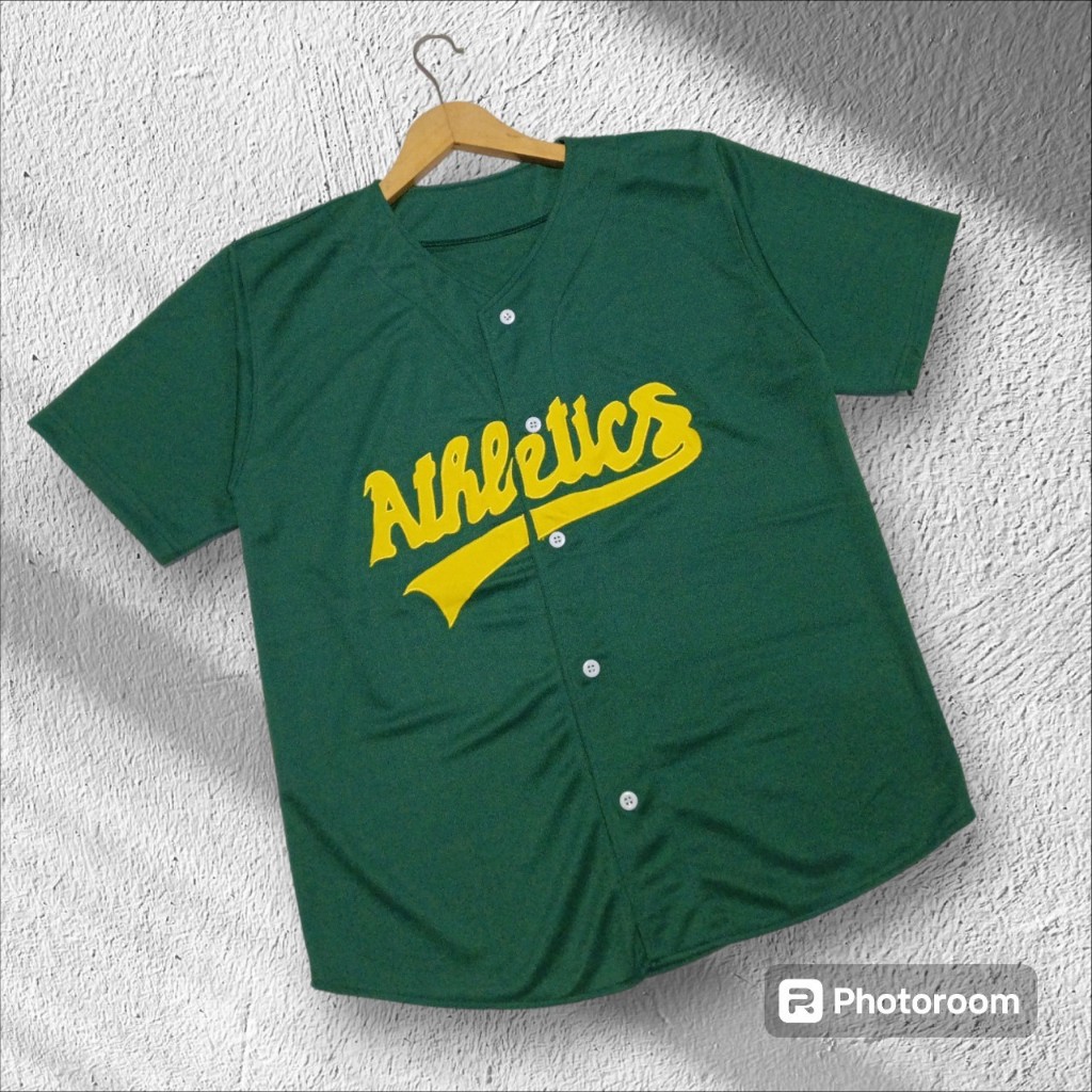 Jual kaos Jersey baseball ATHLETICS ijo botol / baju baseball unisex ...
