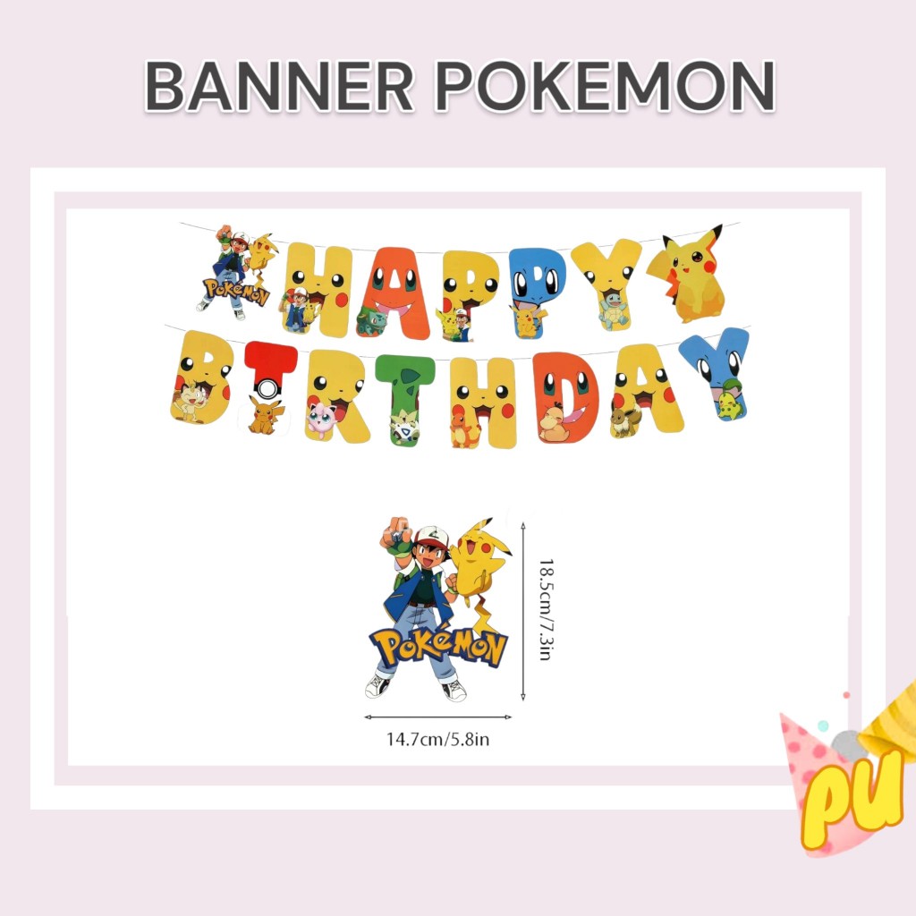 Jual Bunting Flag POKEMON / Banner Ulang Tahun Pokemon Pikachu | Shopee ...