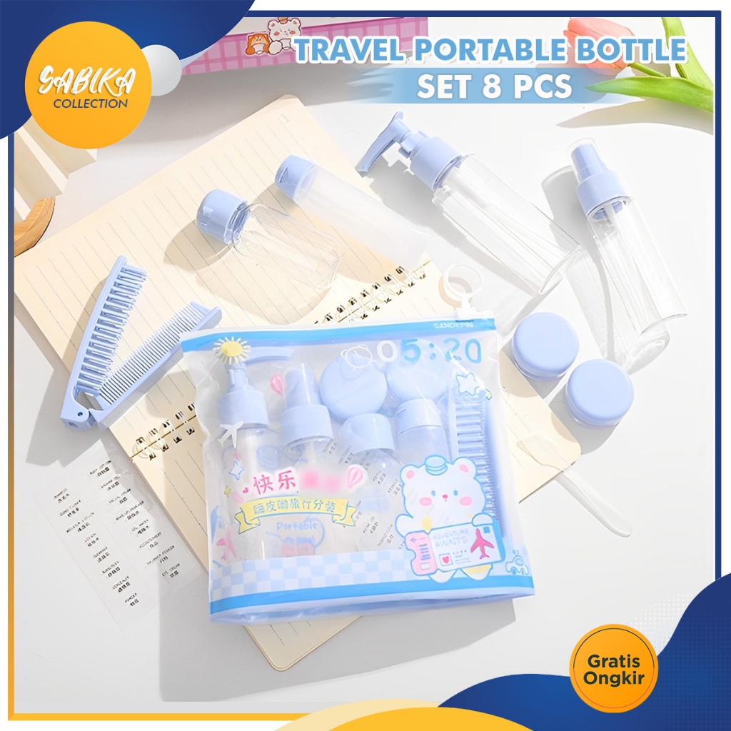 Jual Botol Travel Portabel Set 8in1 Botol Makeup Kosong Refill Wadah ...