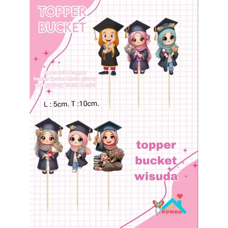 Jual topper bucket/topper wisuda karakter cewek & cowok | Shopee Indonesia