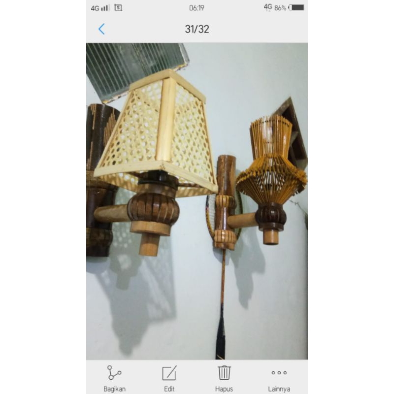 Jual Kap Lampu Bambu Hiasan Dinding Tempel Lampu Bambu Hiasan Tempel ...