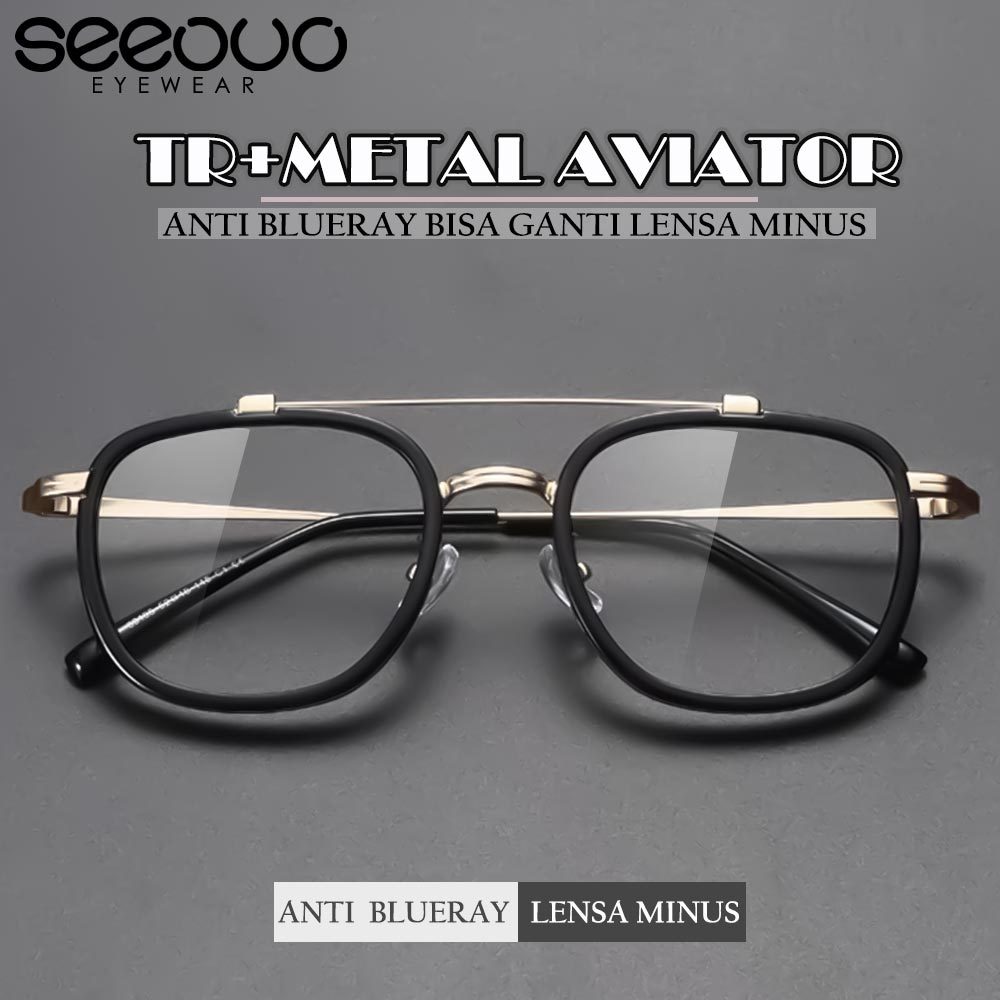 Jual Seeouo Kacamata Antiradiasi Blueray Model Aviator Stylish Frame TR90+Metal Ringan Unisex ...