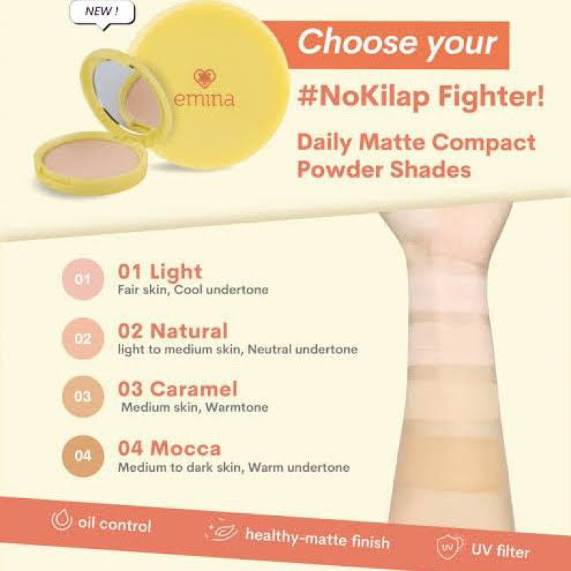 Jual EMINA DAILY MATTE COMPACT POWDER | Shopee Indonesia