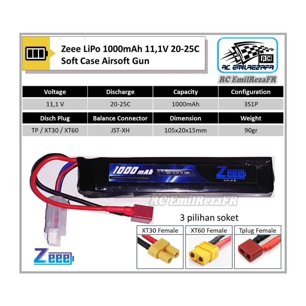 Jual Baterai LiPo Zeee Power Sugus 1000mAh 3S 11,1V 20-25C | Shopee Indonesia