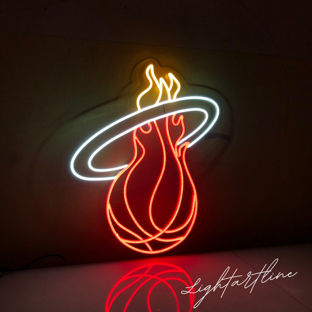 Jual Neon Flex Logo BASKET- lampu Logo BASKET MIAMI HEAT - Neon Sign ...
