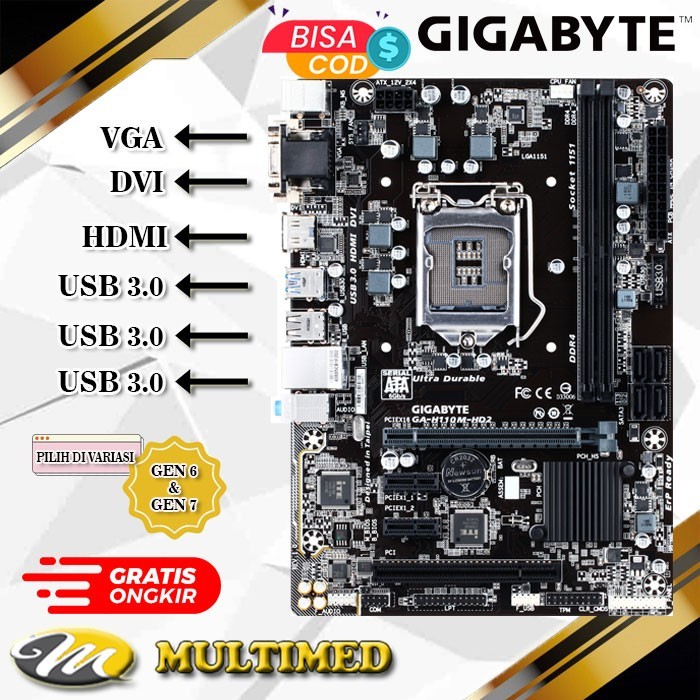 Jual Motherboard Mobo H110 Socket LGA 1151 DDR4 Untuk Gen 6 / Gen 7 ...